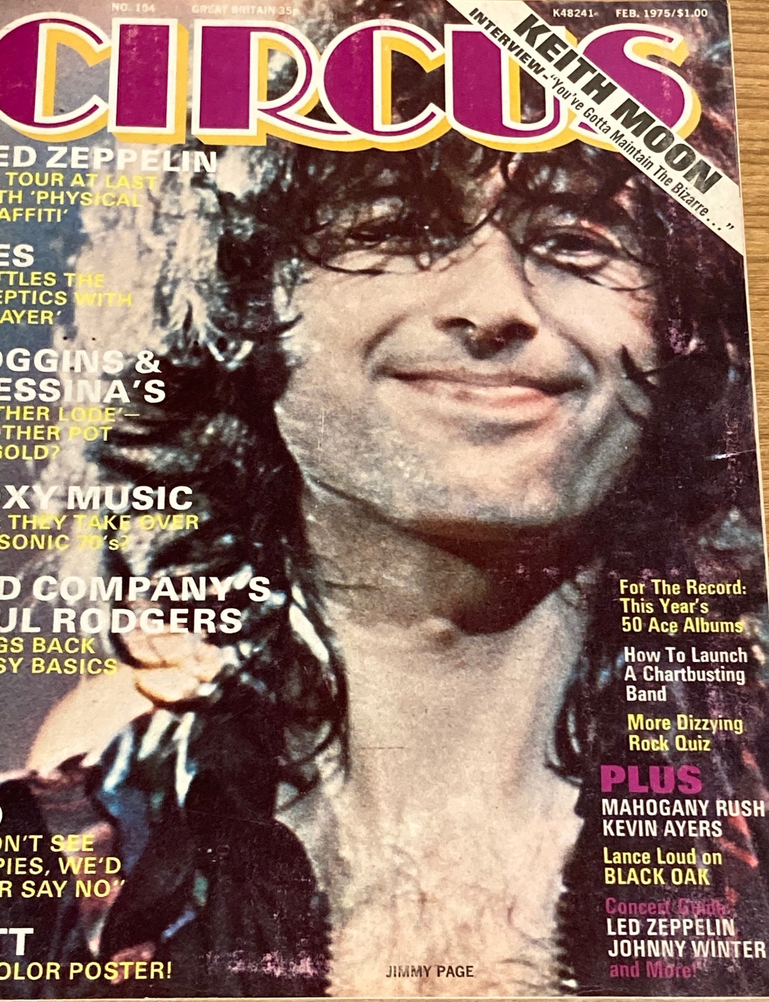 CIRCUS MAGAZINE - Vol. 9 #5 February 1975 LED ZEPPELIN Mott KEVIN AYERS ...